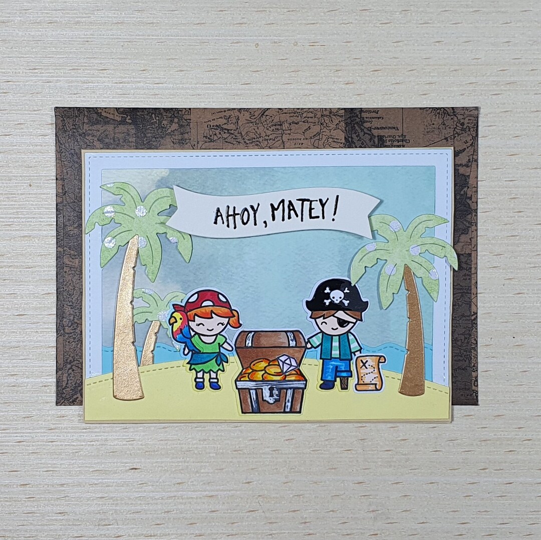 Pirate Themed Greetings Card 'ahoy Matey' - Etsy