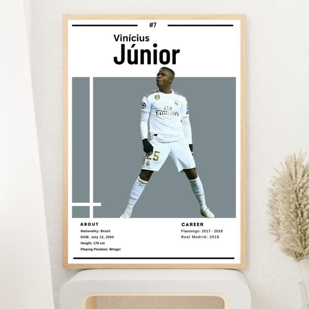 Vinícius Júnior Digital Wall Art – Real Madrid Football Player Poster ...