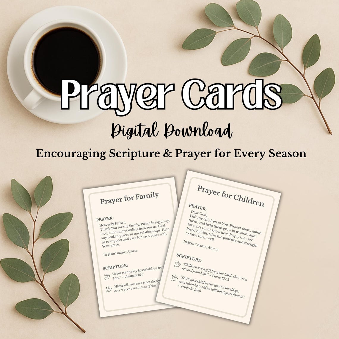 Printable Christian Prayer Cards: Scripture Encouragement (A4 & US ...