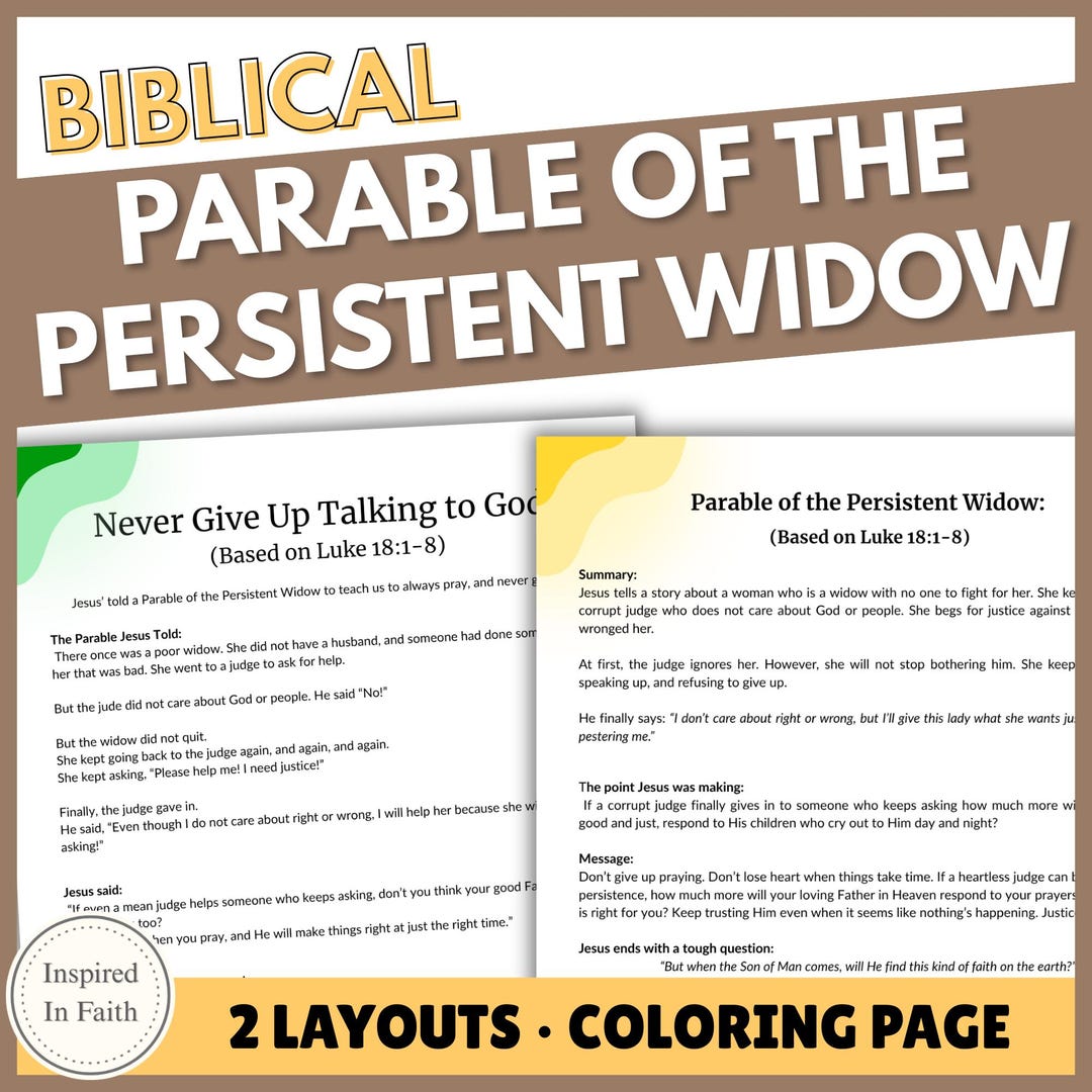 Persistent Widow Parable | Bible Lesson & Prayer | Luke 18:1–8 ...