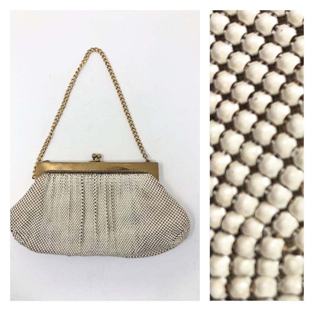 Vintage 1960s Whiting & Davis Cream Mesh Art Deco Style Purse . - Etsy