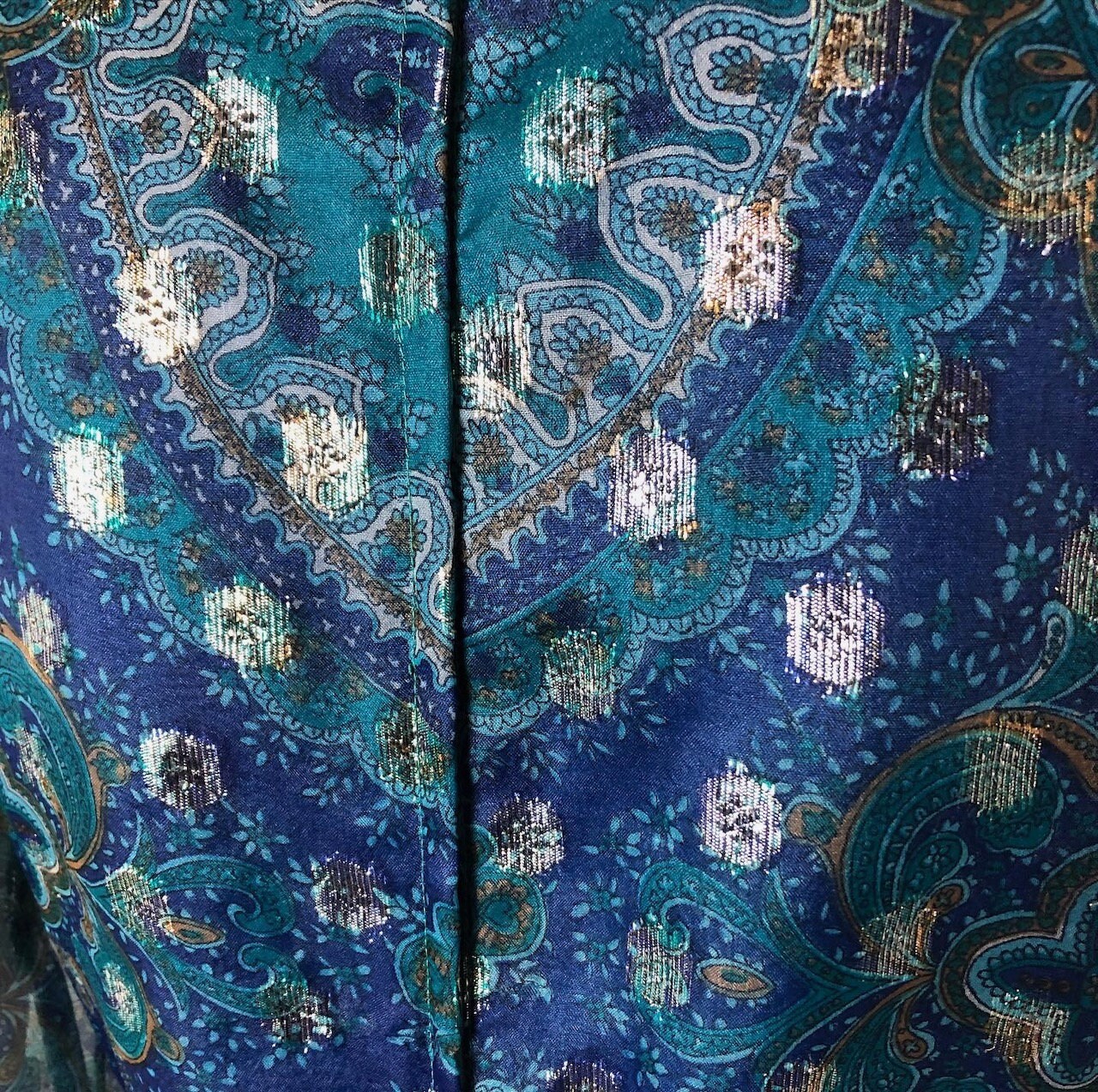 Late 60s/early 70s Sheer Aqua and Silver Metallic Maxi Dress by Kati ...