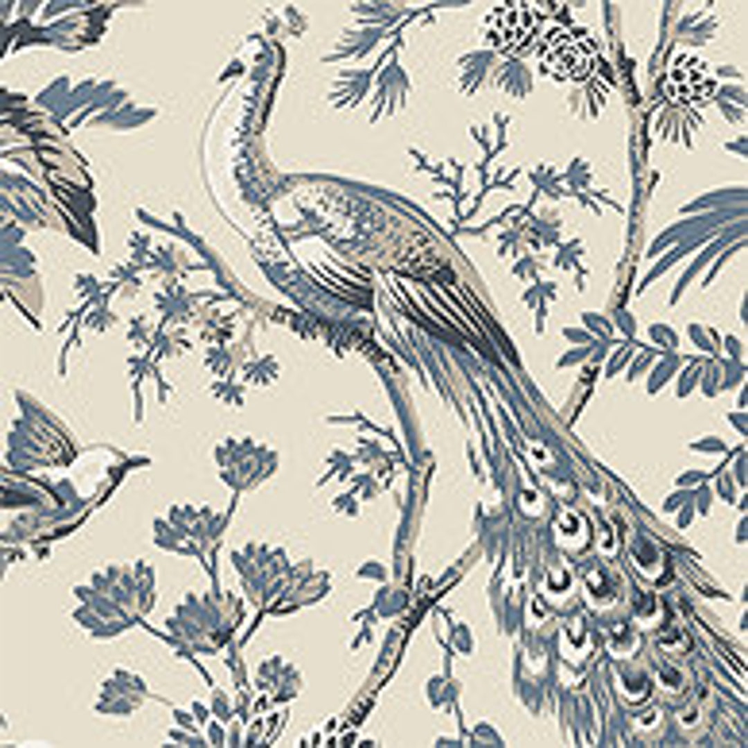 Thibaut Peacock Toile Wallpaper Samples AT57833 Slate & Black - Etsy