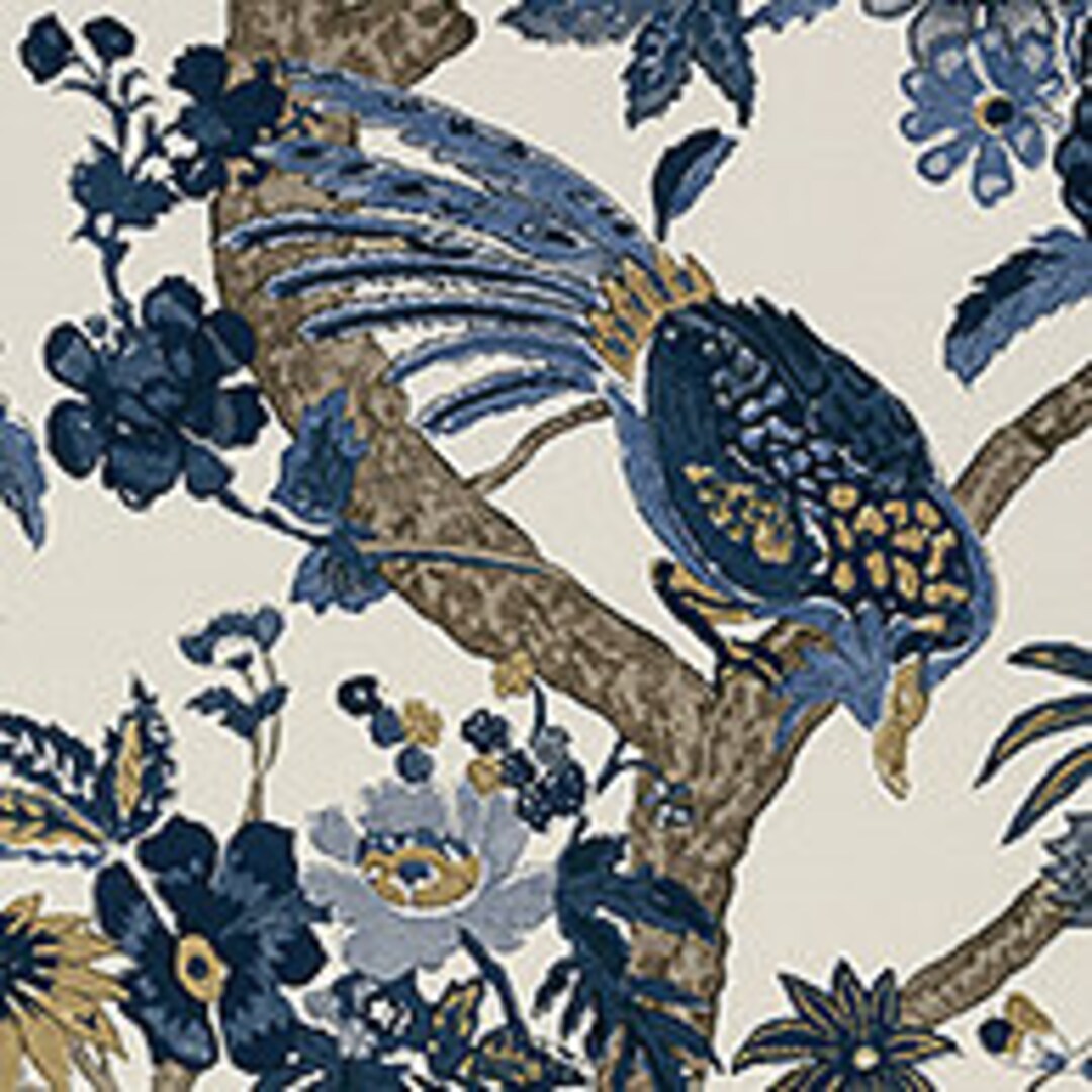 Thibaut Coromandel Wallpaper T10225 Navy SAMPLE - Etsy