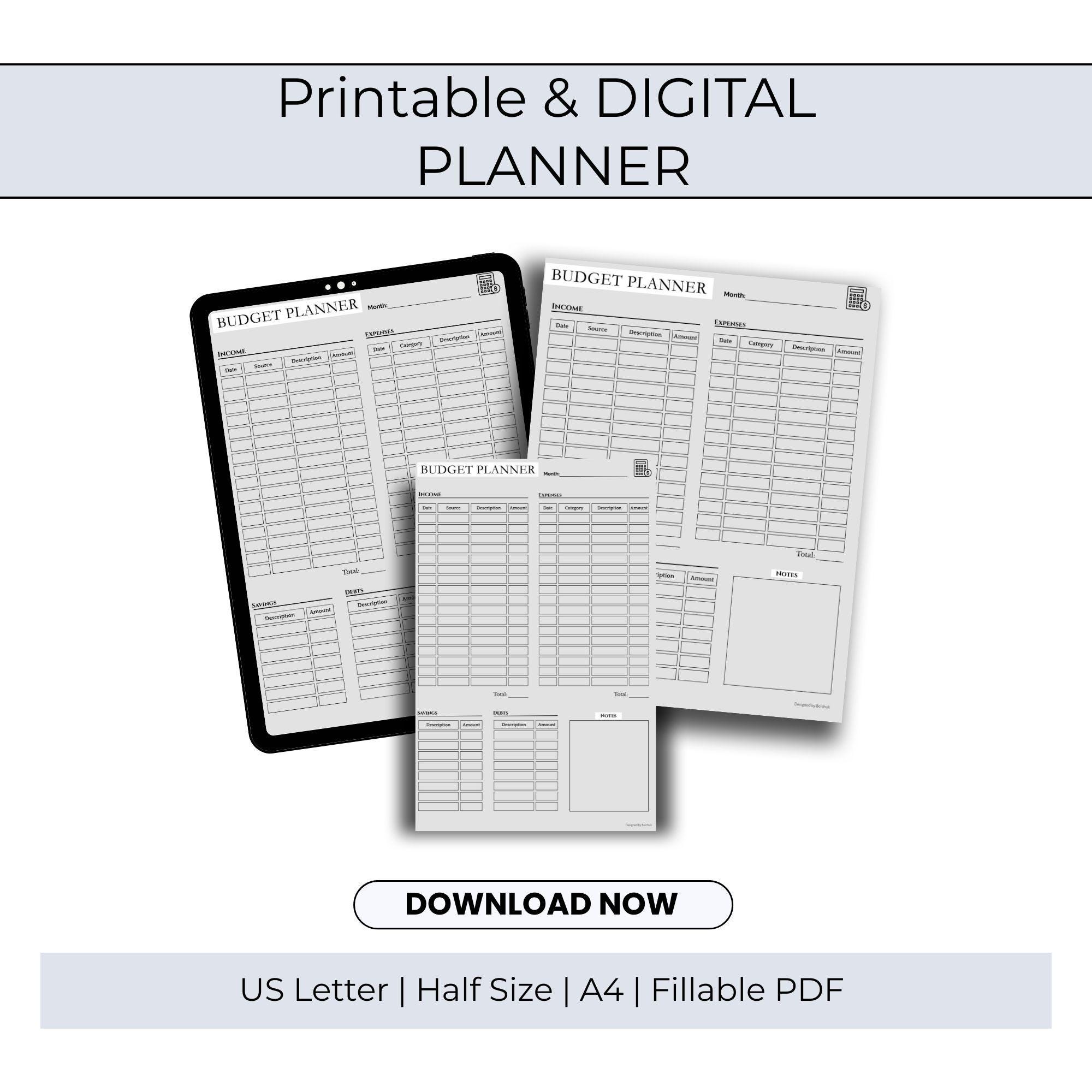 Monthly Budget Planner Printable | Income Expense Tracker | Savings ...