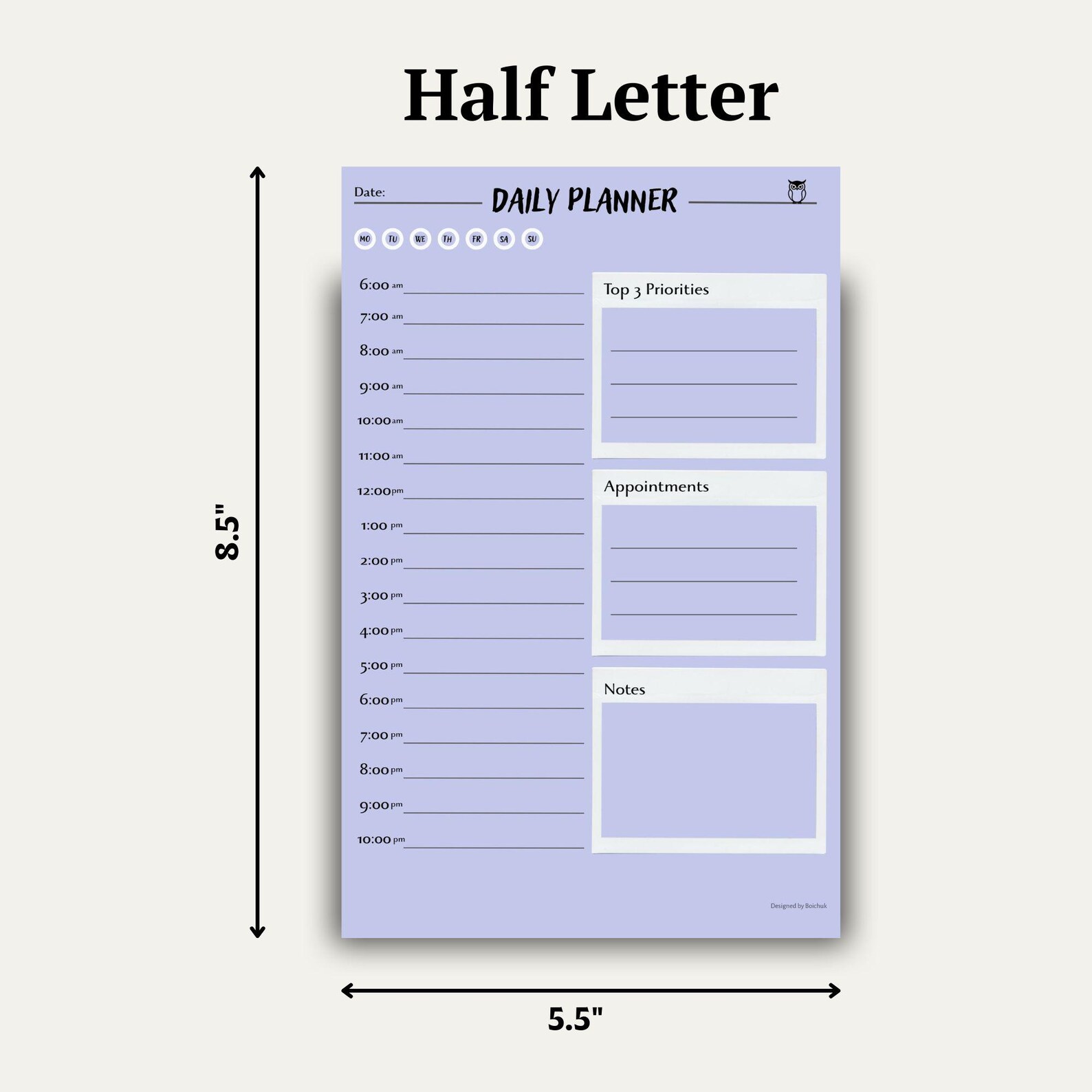 Printable Daily Planner - Digital PDF, Time Blocking Sheet, To-do List ...