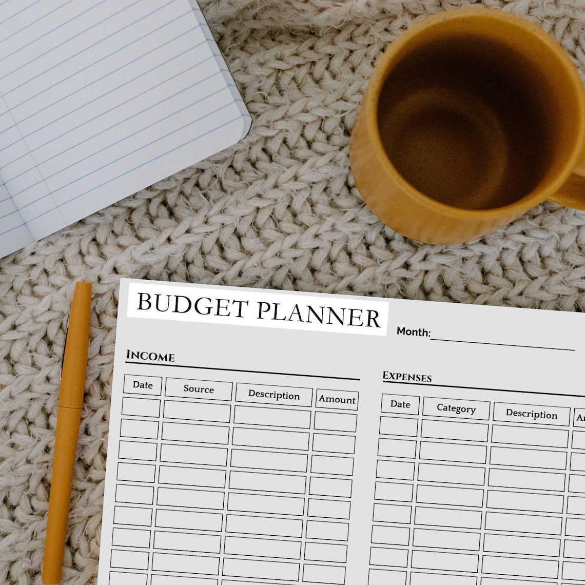 Monthly Budget Planner Printable | Income Expense Tracker | Savings ...