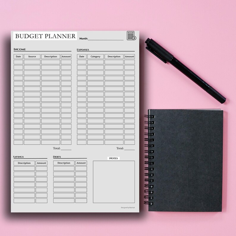 Monthly Budget Planner Printable | Income Expense Tracker | Savings ...