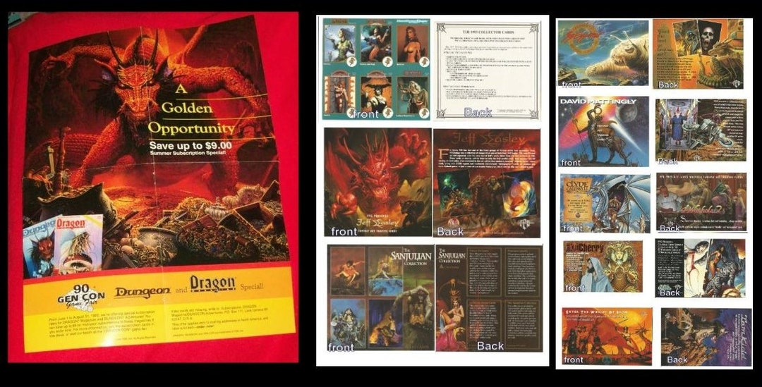 8 Previews Fantasy Assorted Promo Cards and Dungeons and Dragons TSR Ad ...