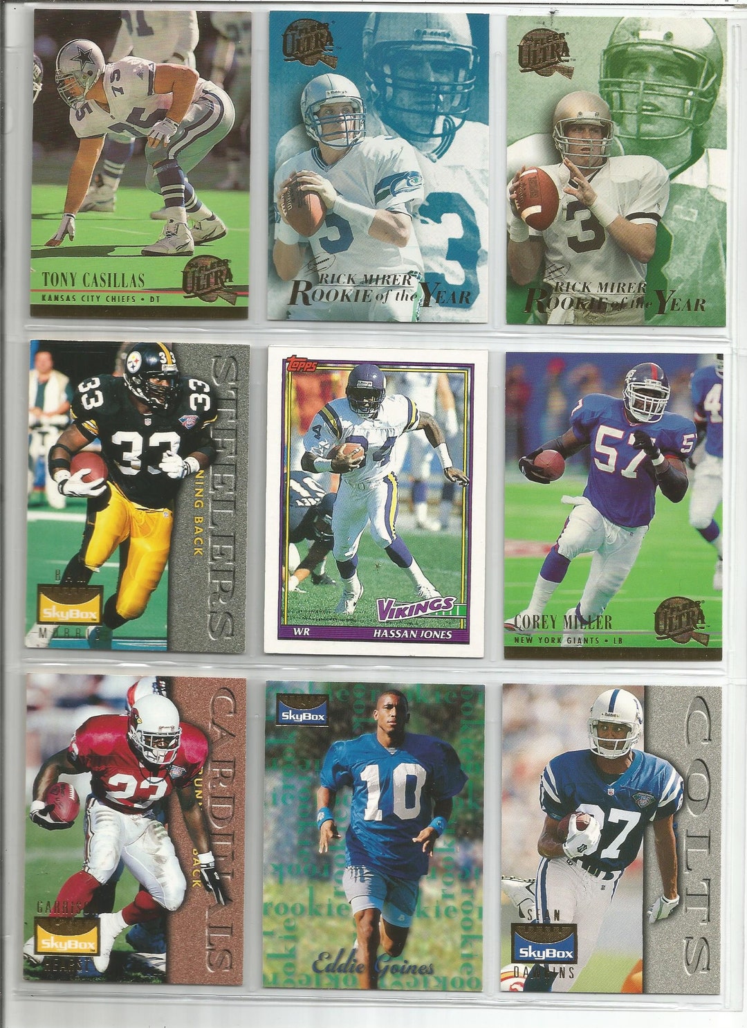 9 Assorted Nfl 1991 to 1994 Trading Cards - Etsy