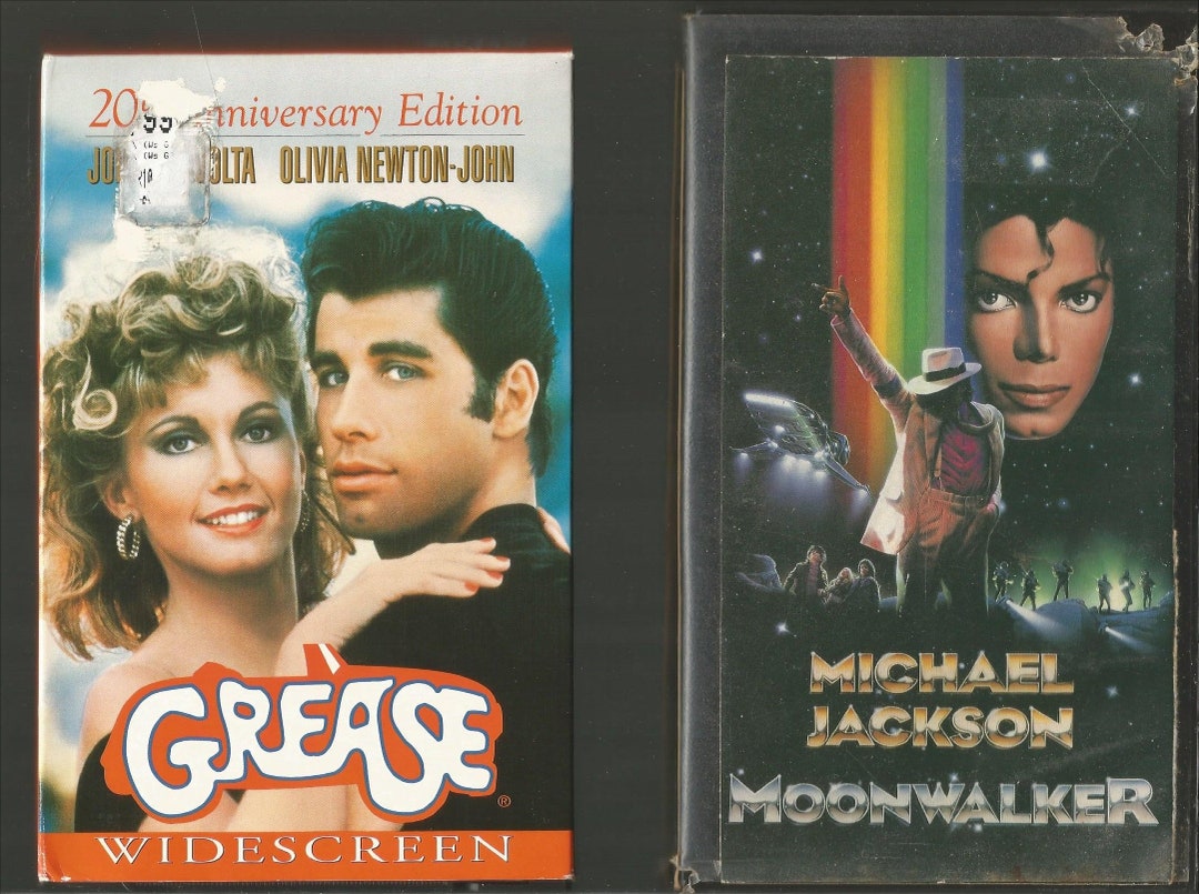 Vhs DOUBLE FEATURE Grease and Moonwalker Used - Etsy