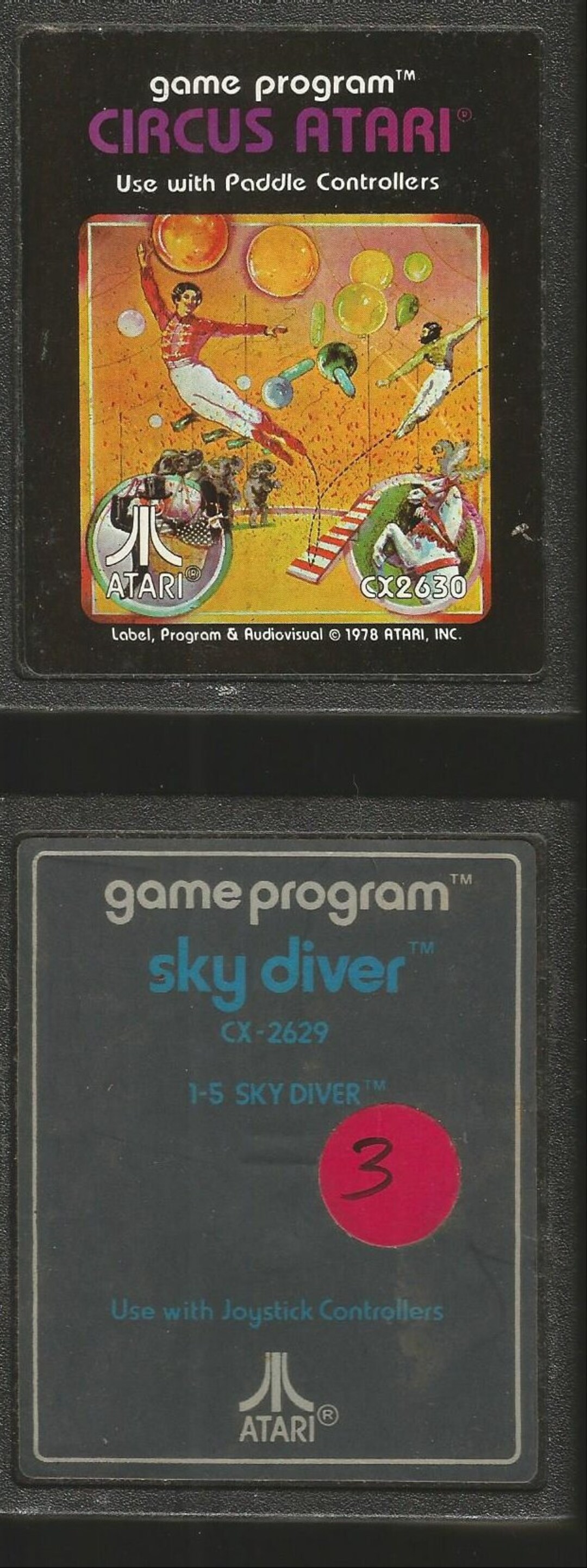 Atari 2600 Video Games of Sky Diver and Circus Atari Used - Etsy
