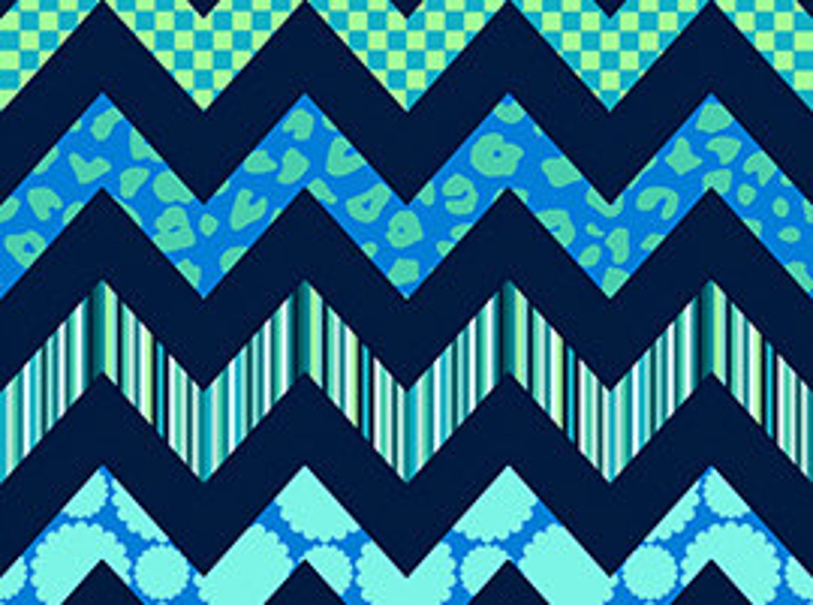 End of Bolt - Chevron Chic by Studio 8 - Patterned Chevron Navy Aqua ...