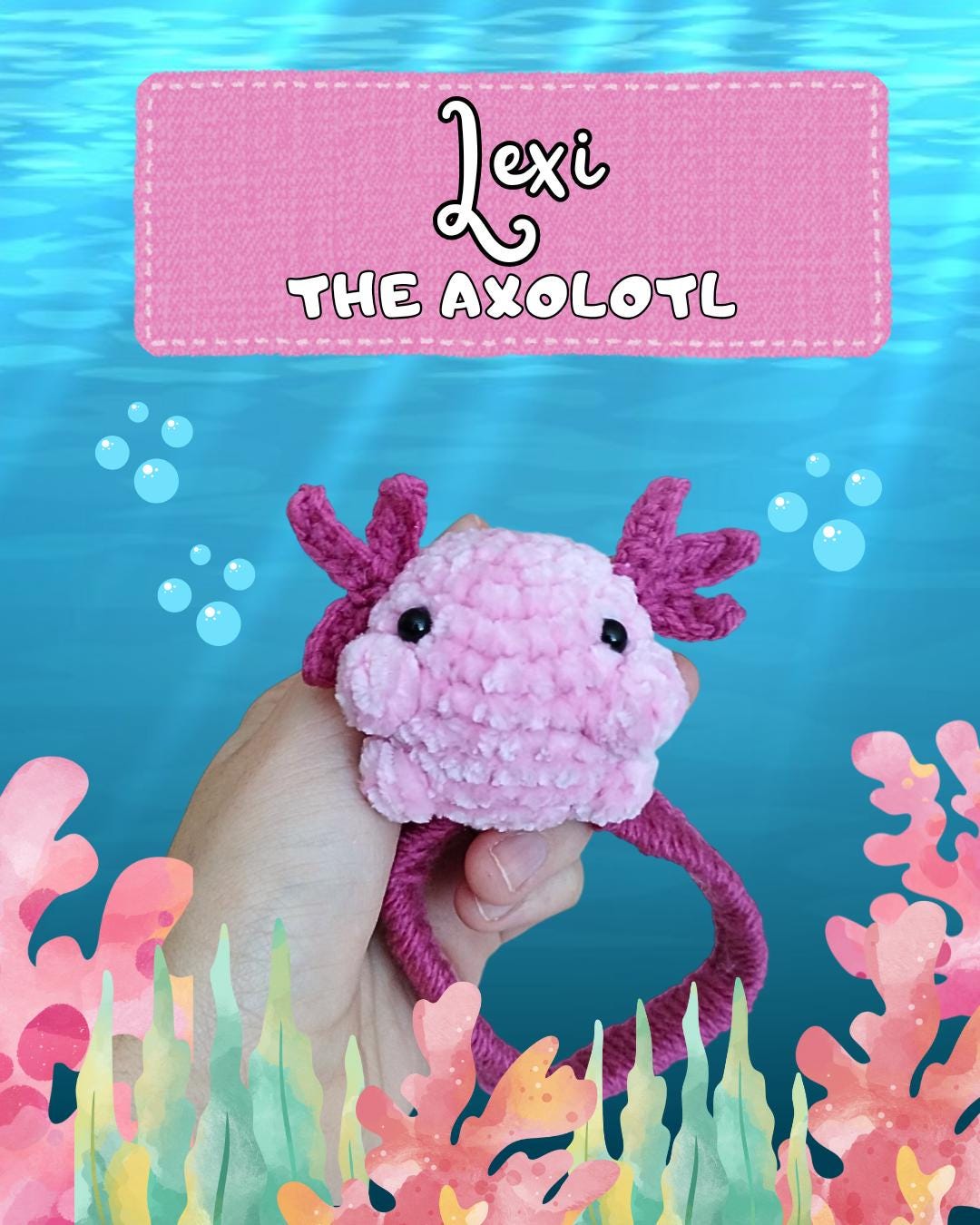 Axolotl Bike Accessory, Crochet Bike Accessories, Crochet Axolotl ...