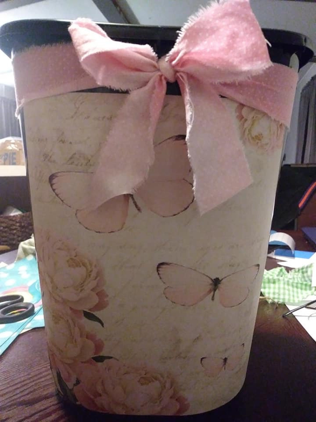Shabby Pink Butterflies Pretty Rose Beautiful Decorative Trash Can ...