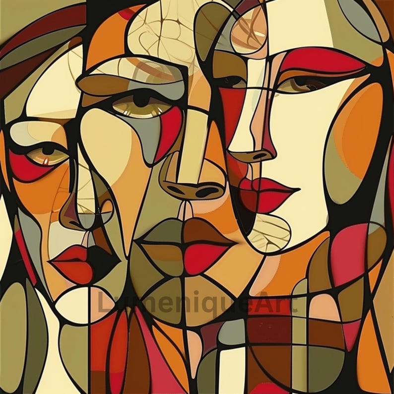 Picasso Style Face Portraits Wallpaper Prints, Junk Journal ...