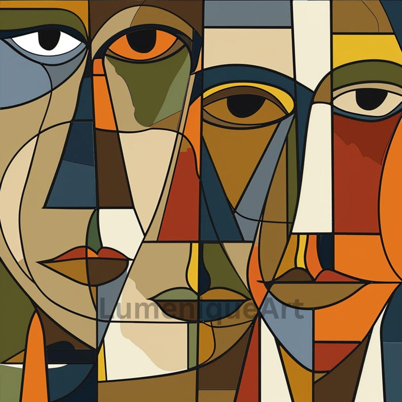 Picasso Style Face Portraits Wallpaper Prints, Junk Journal ...