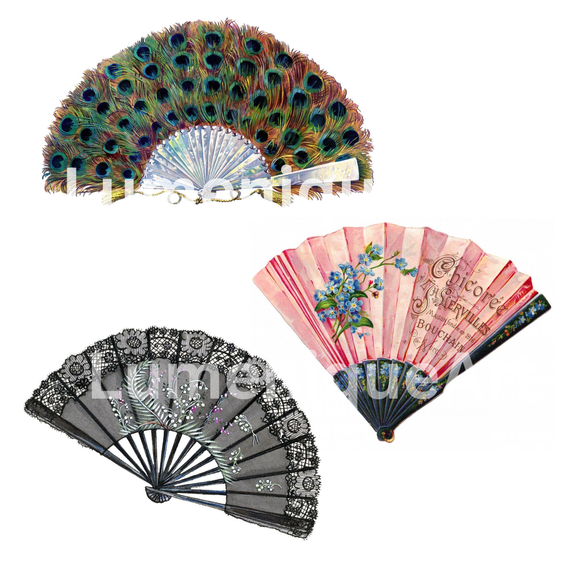 Vintage Fan Clipart PNG | 19 Hand-drawn Retro Fan Stickers 300 DPI ...