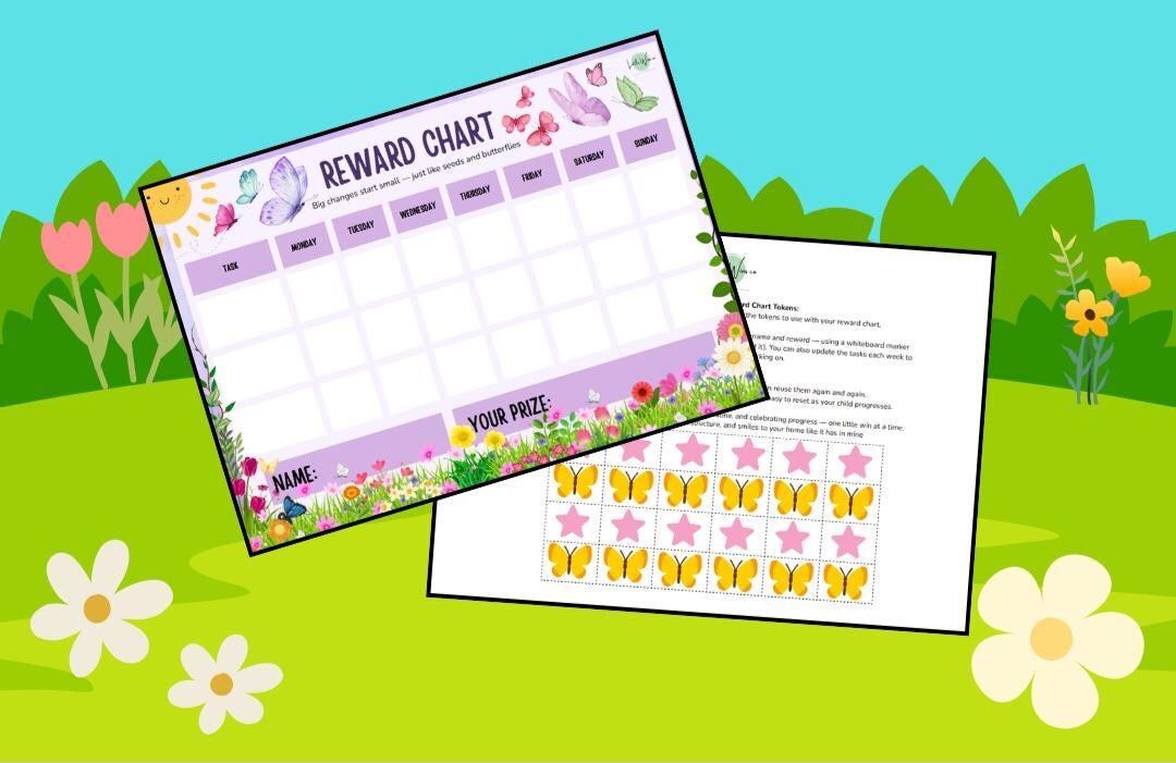 Butterfly Garden Reward Chart Printable | Toddler Behaviour Chart ...