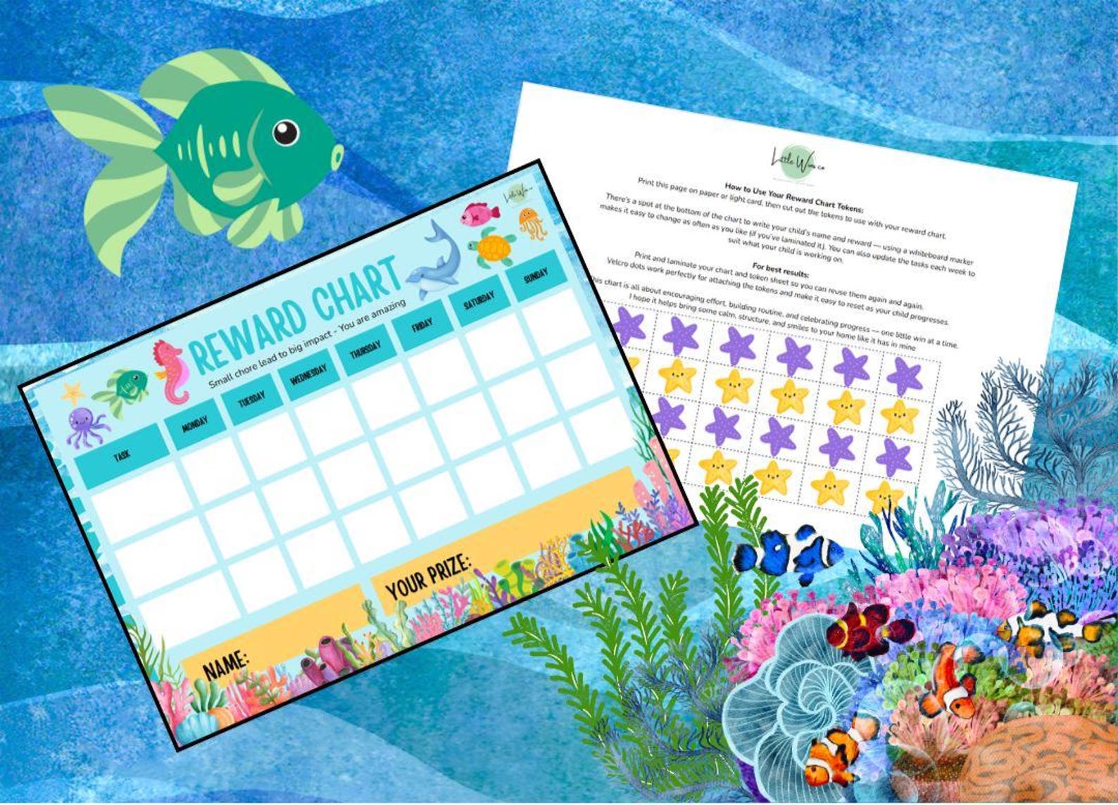 Under the Sea Reward Chart Printable | Toddler Behaviour Chart ...