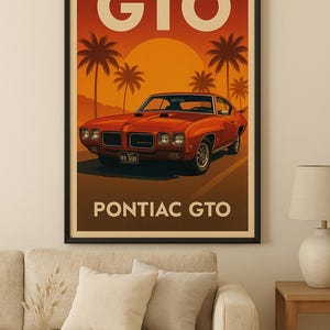 Pontiac GTO 1970 Poster – Classic American Muscle Car Wall Art – Retro ...
