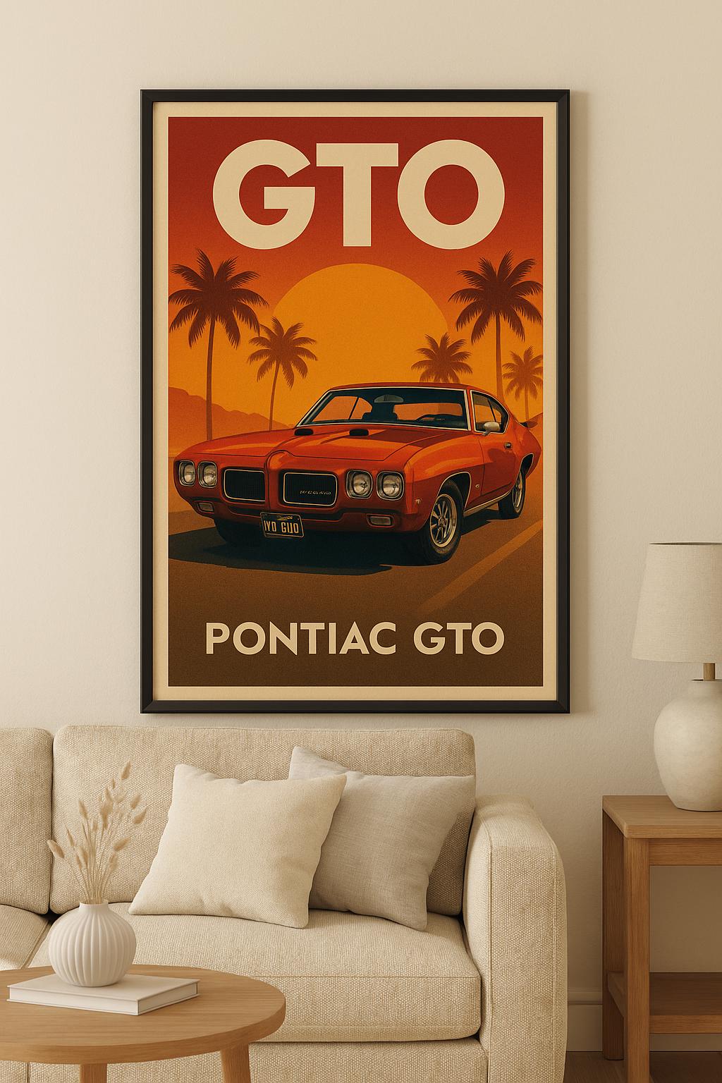 Pontiac GTO 1970 Poster – Classic American Muscle Car Wall Art – Retro ...