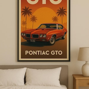 Pontiac GTO 1970 Poster – Classic American Muscle Car Wall Art – Retro ...