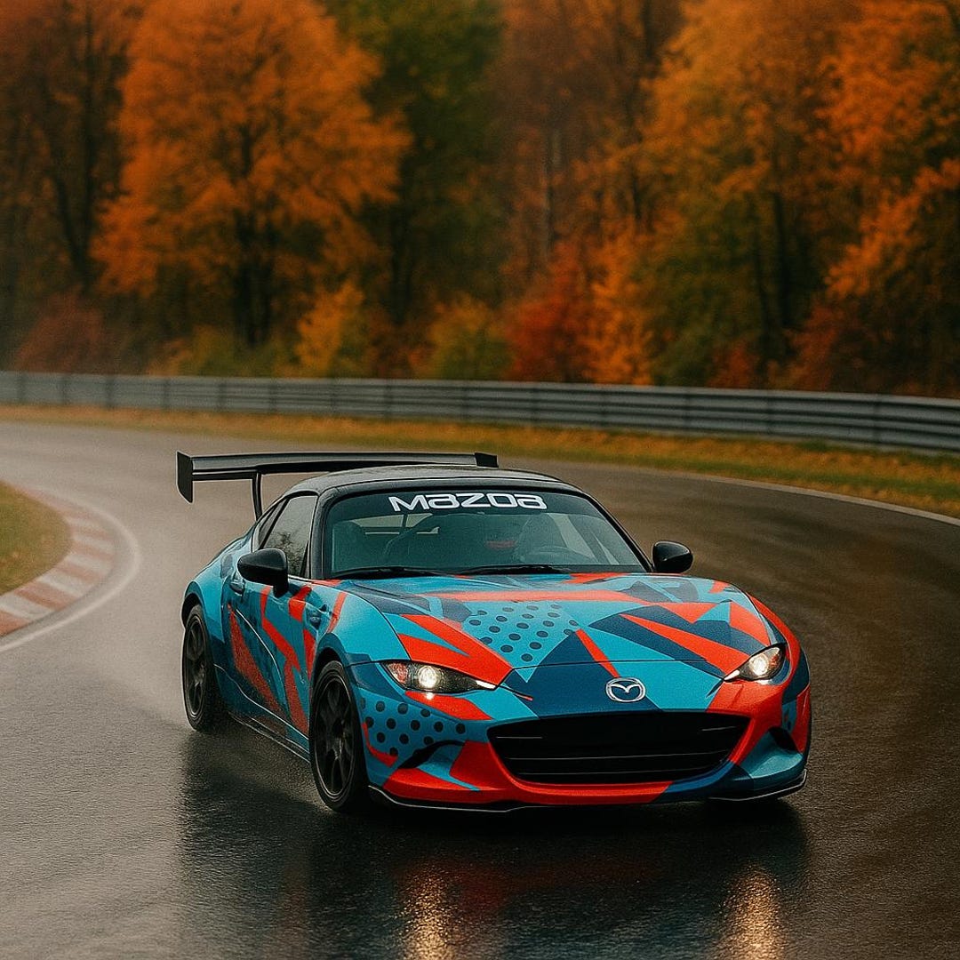 Mazda MX-5 Rain Track Poster – Colorful Livery Autumn Racing Art ...