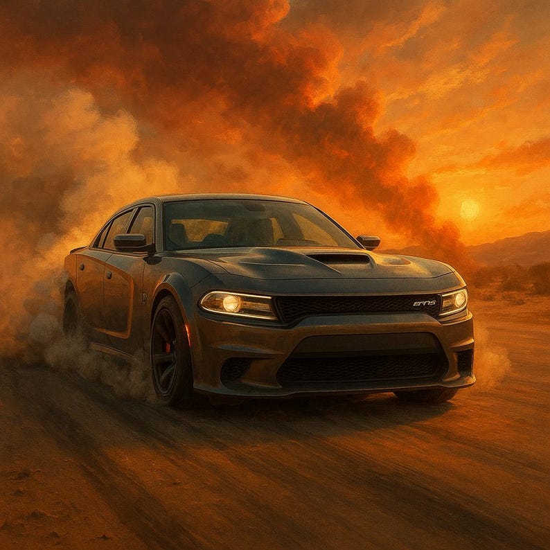 Dodge Charger SRT Hellcat Poster – Burnout Muscle Car Wall Art ...