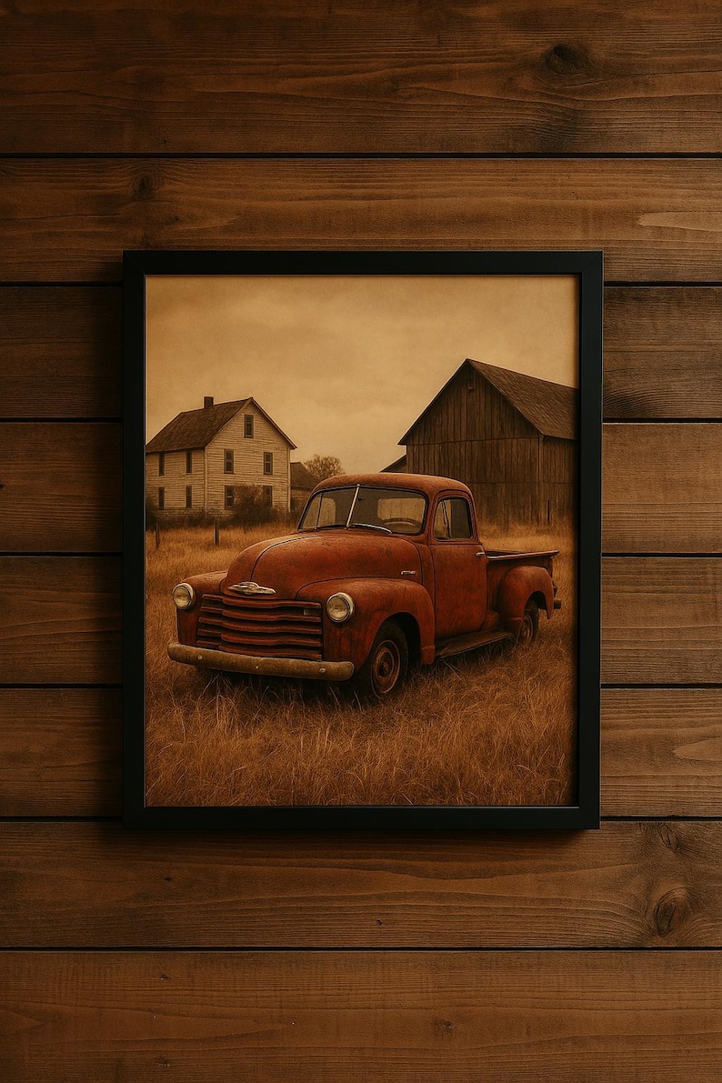 Forgotten Chevy Pickup Poster – Vintage Farm Truck Wall Art, Rustic ...