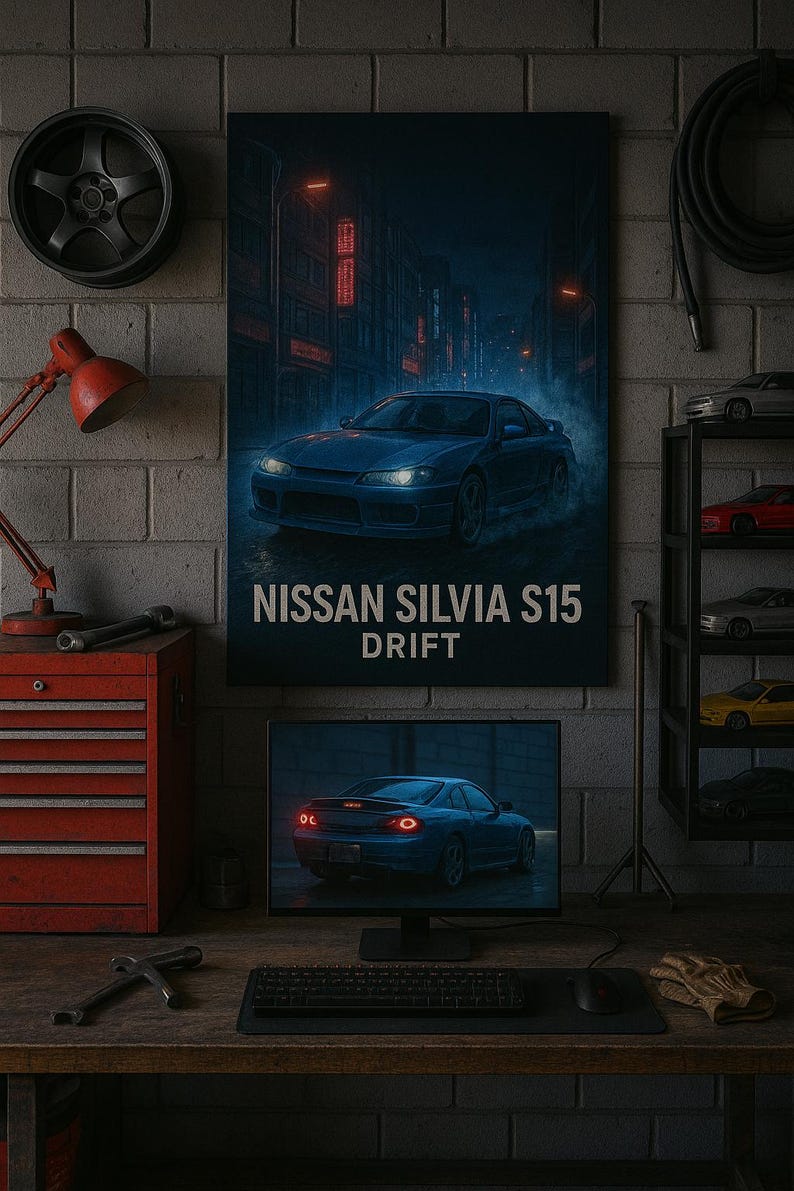 Nissan Silvia S15 Drift Poster – JDM Street Racing Art, Japanese Car ...