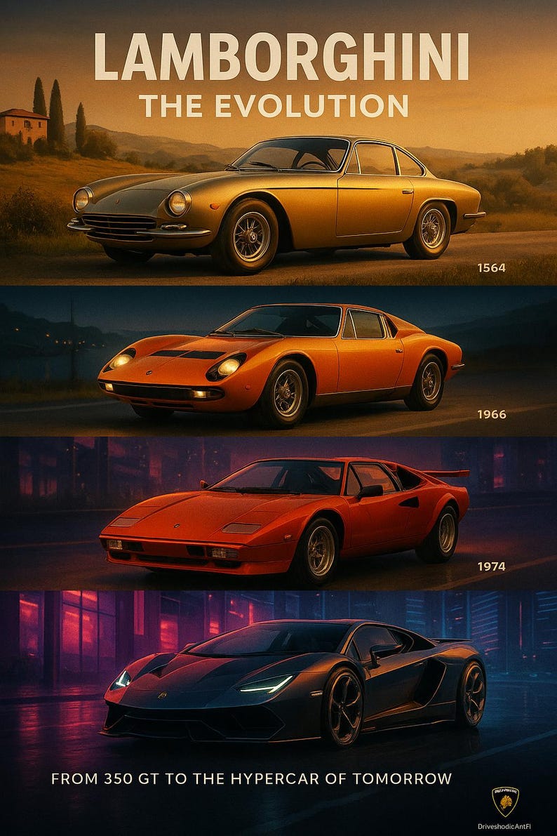 LAMBORGHINI – the Evolution | Luxury Car Poster | Supercar Wall Art ...