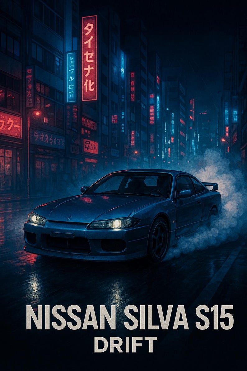 Nissan Silvia S15 Drift Poster – JDM Street Racing Art, Japanese Car ...