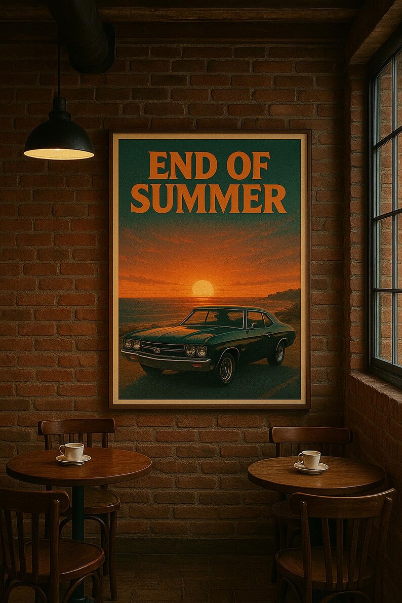 Chevy Chevelle SS Poster – End of Summer Sunset Vintage Muscle Car Wall ...
