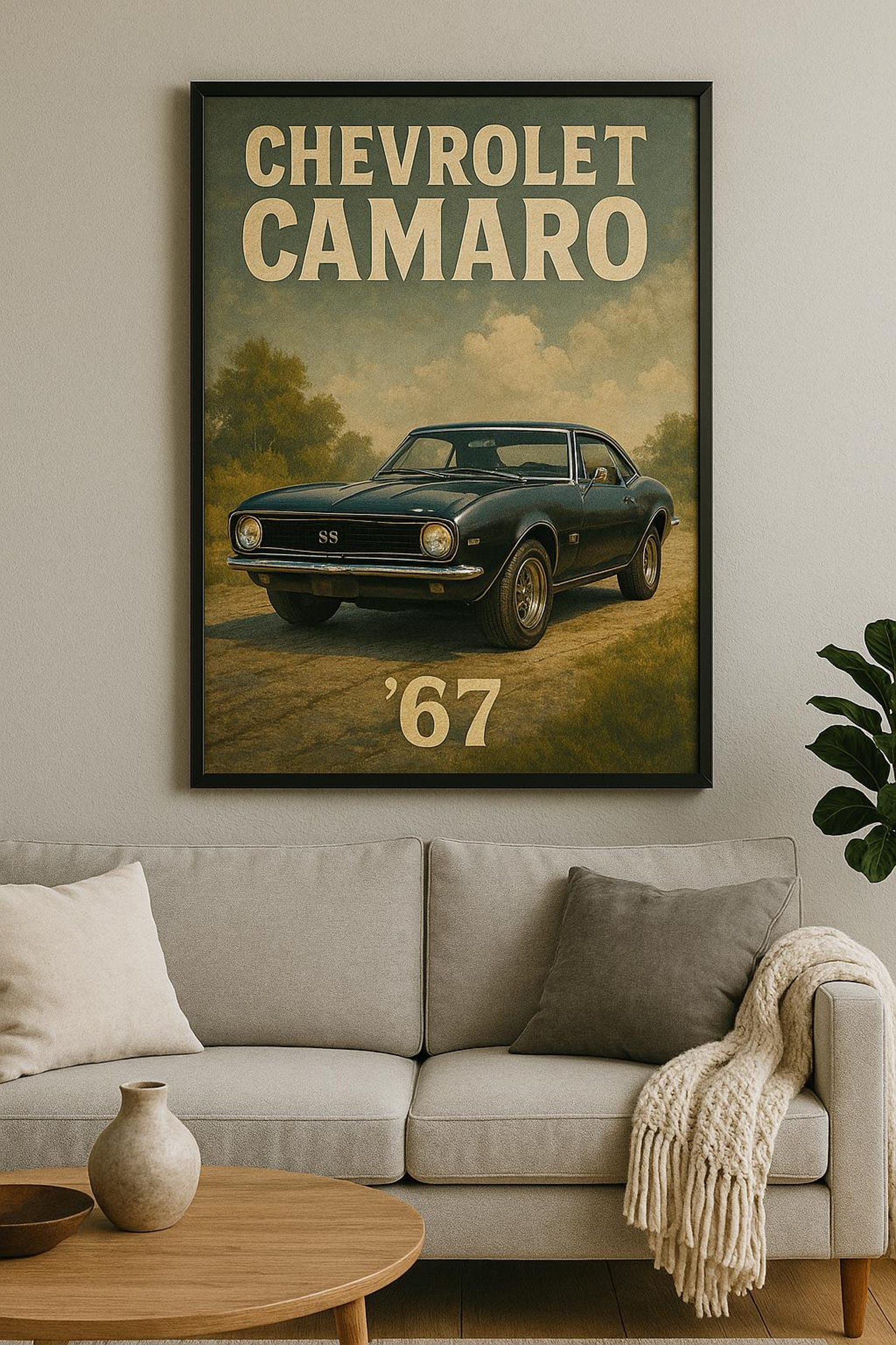 Chevrolet Camaro SS 1967 Poster – Classic Muscle Car Wall Art – Retro ...