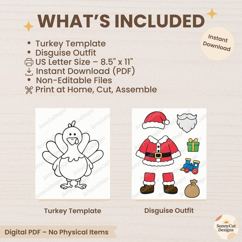 Disguise a Turkey- Santa Disguise Template, Thanksgiving Craft, School ...