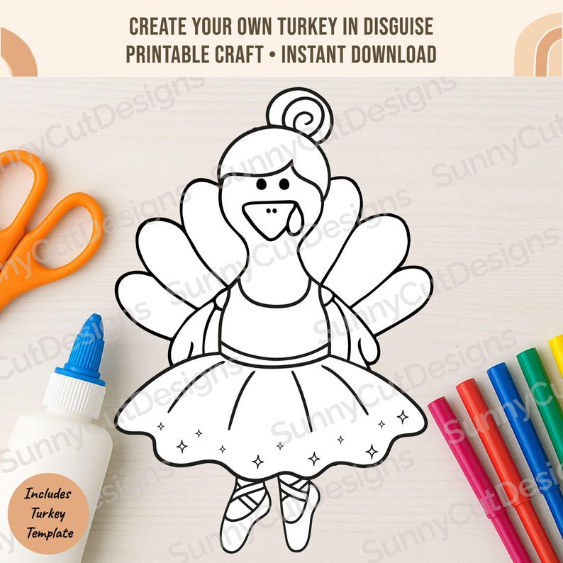 Disguise a Turkey - Ballerina Blank Template Disguise, Thanksgiving ...