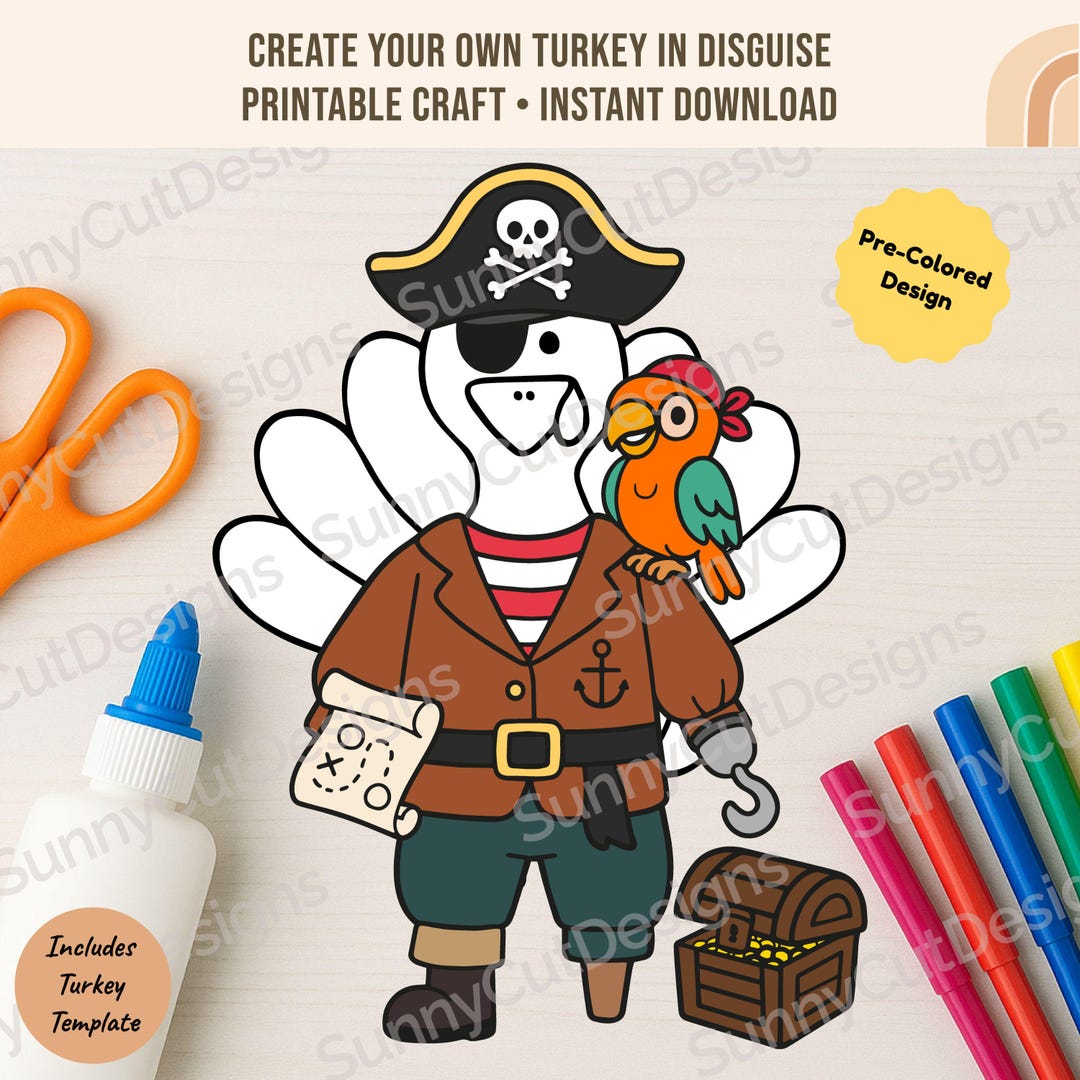 Disguise a Turkey - Pirate Disguise Template, Thanksgiving Craft ...