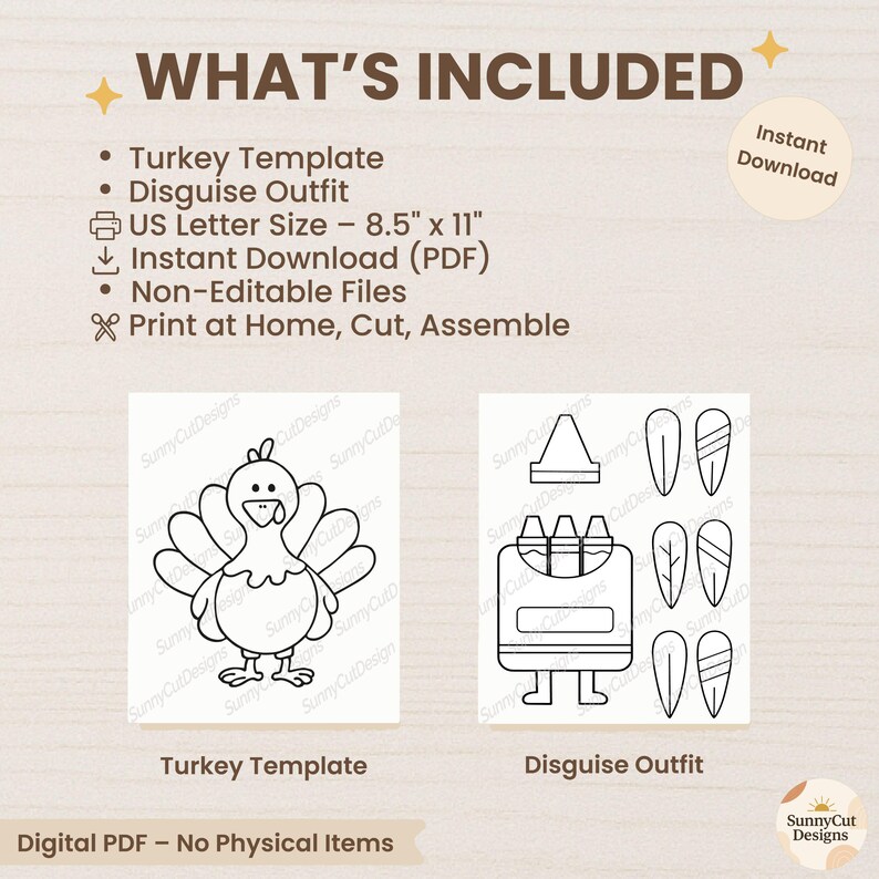 Disguise a Turkey - Crayon Blank Template Disguise, Thanksgiving Craft ...