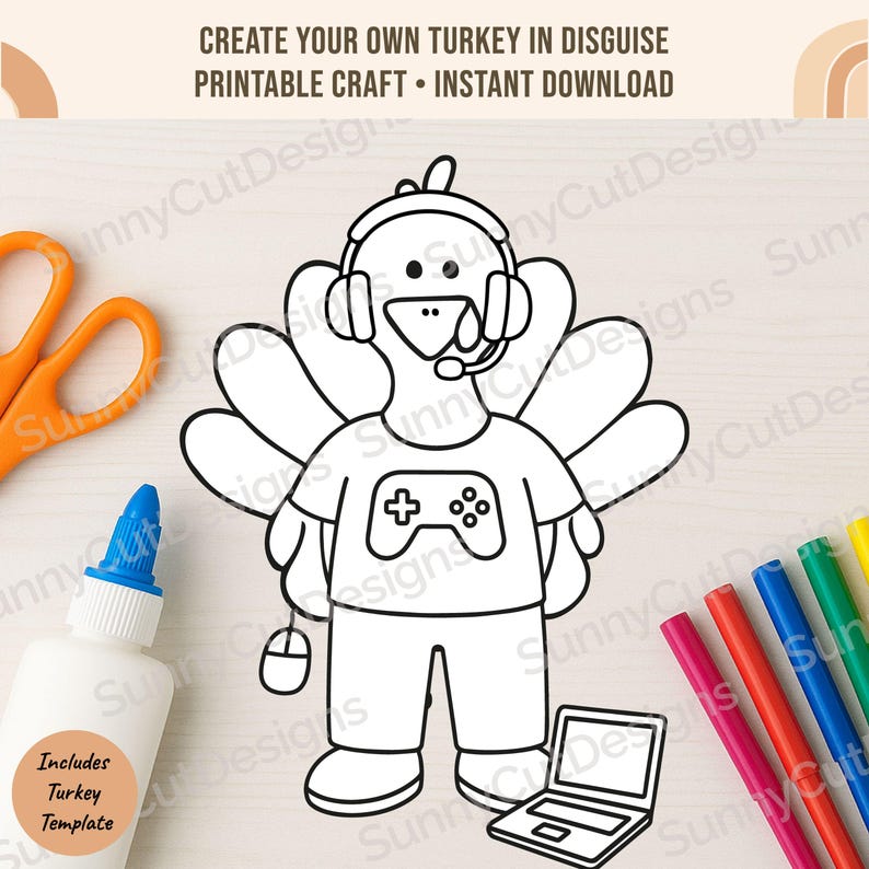 Disguise a Turkey - Blank Gamer Disguise Template - Thanksgiving Craft ...