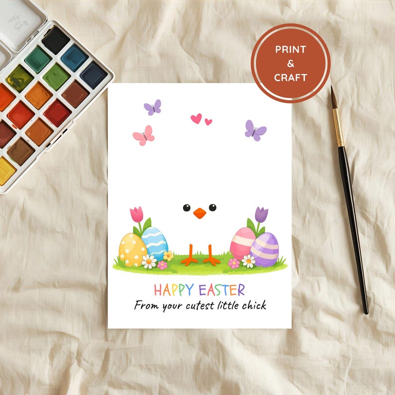 Happy Easter Handprint Craft Printable, Little Chick Handprint Art ...