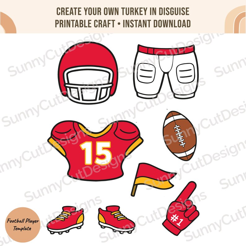 Disguise a Turkey - Red/ Yellow Football Player Disguise, Thanksgiving ...