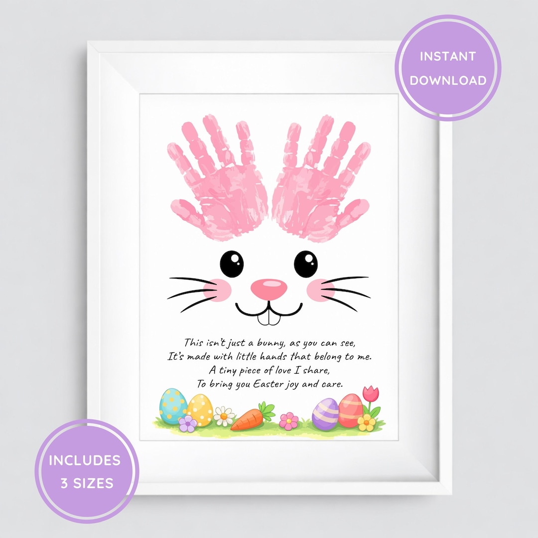 Easter Bunny Handprint Art Craft for Toddlers, Happy Easter Poem, Bunny ...