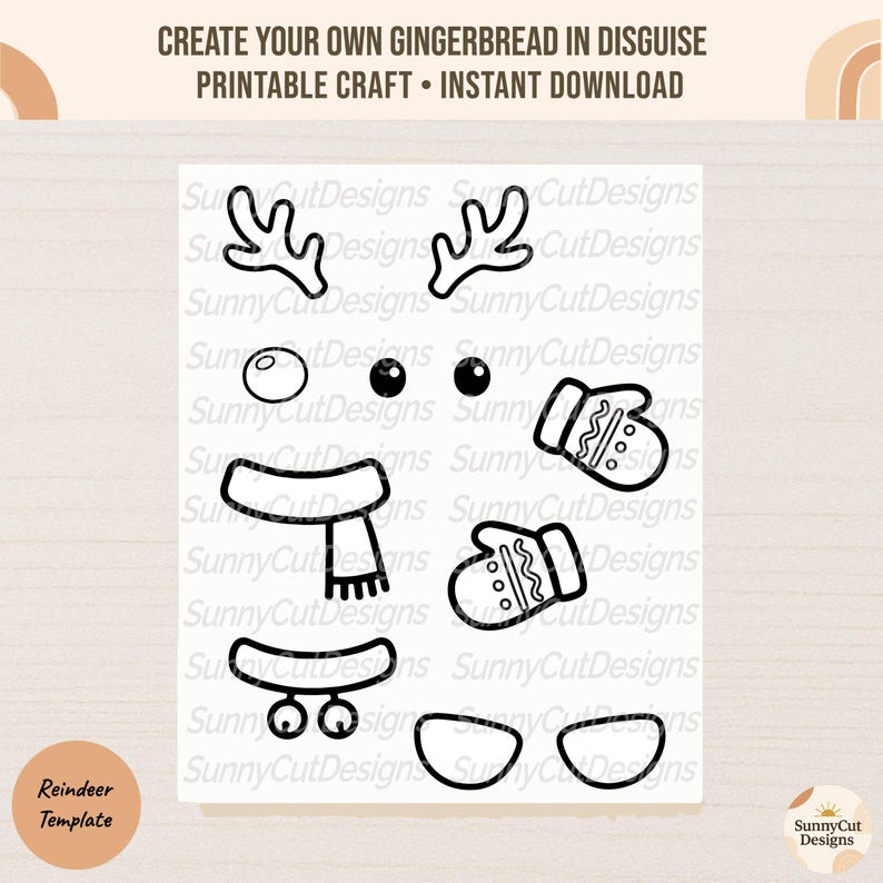 Disguise a Gingerbread - Reindeer Blank Template Disguise, Gingerbread ...