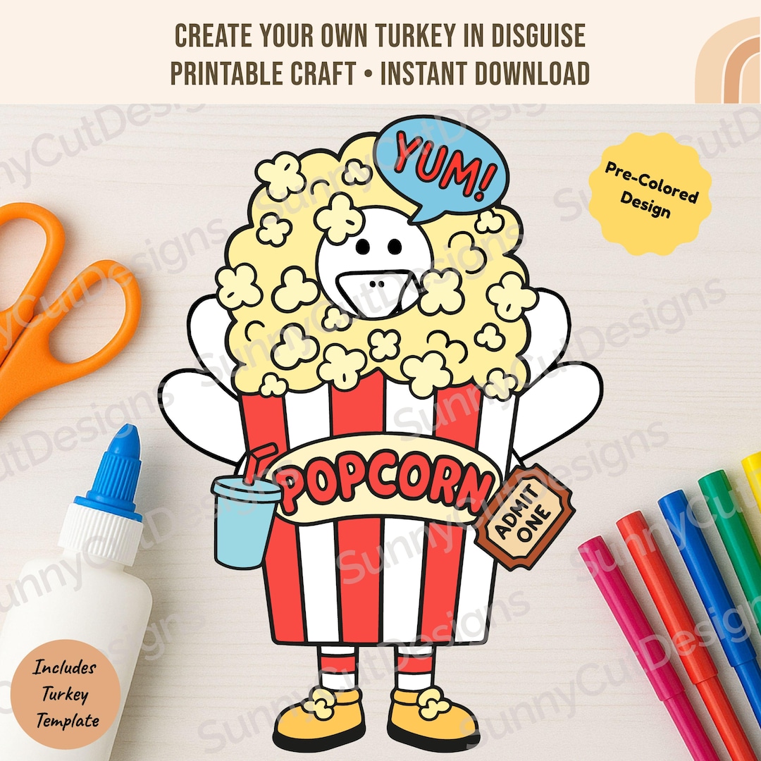 Disguise a Turkey - Popcorn Disguise, Thanksgiving Craft, School Craft ...
