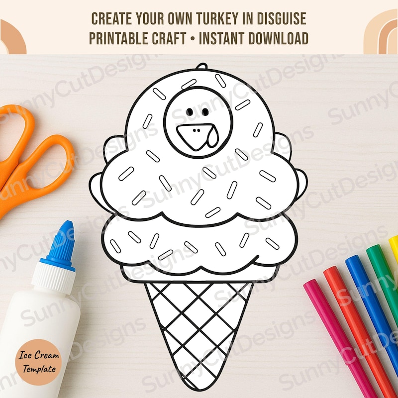 Turkey Ice Cream Craft - Etsy