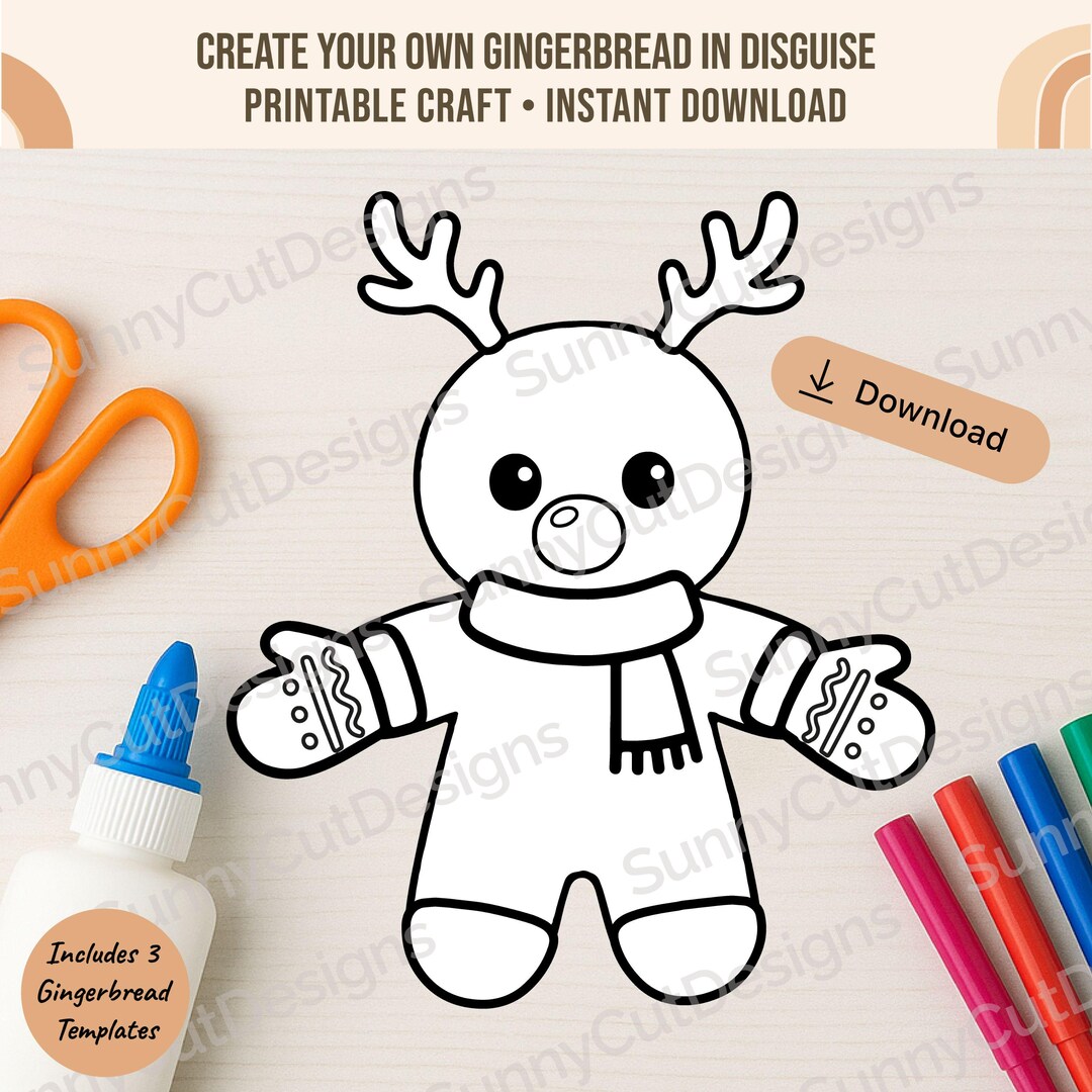 Disguise a Gingerbread - Reindeer Blank Template Disguise, Gingerbread ...