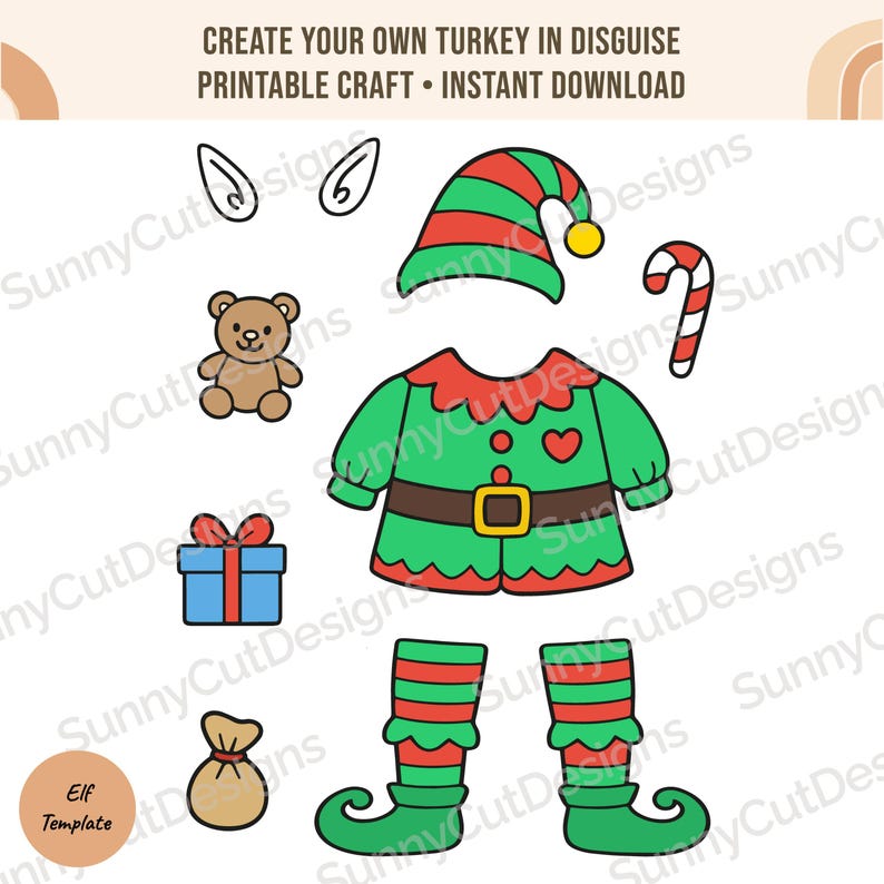 Disguise a Turkey- Elf Disguise, Thanksgiving Craft, School Craft ...