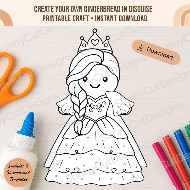 Disguise a Gingerbread - Princess Blank Template Disguise, Gingerbread ...