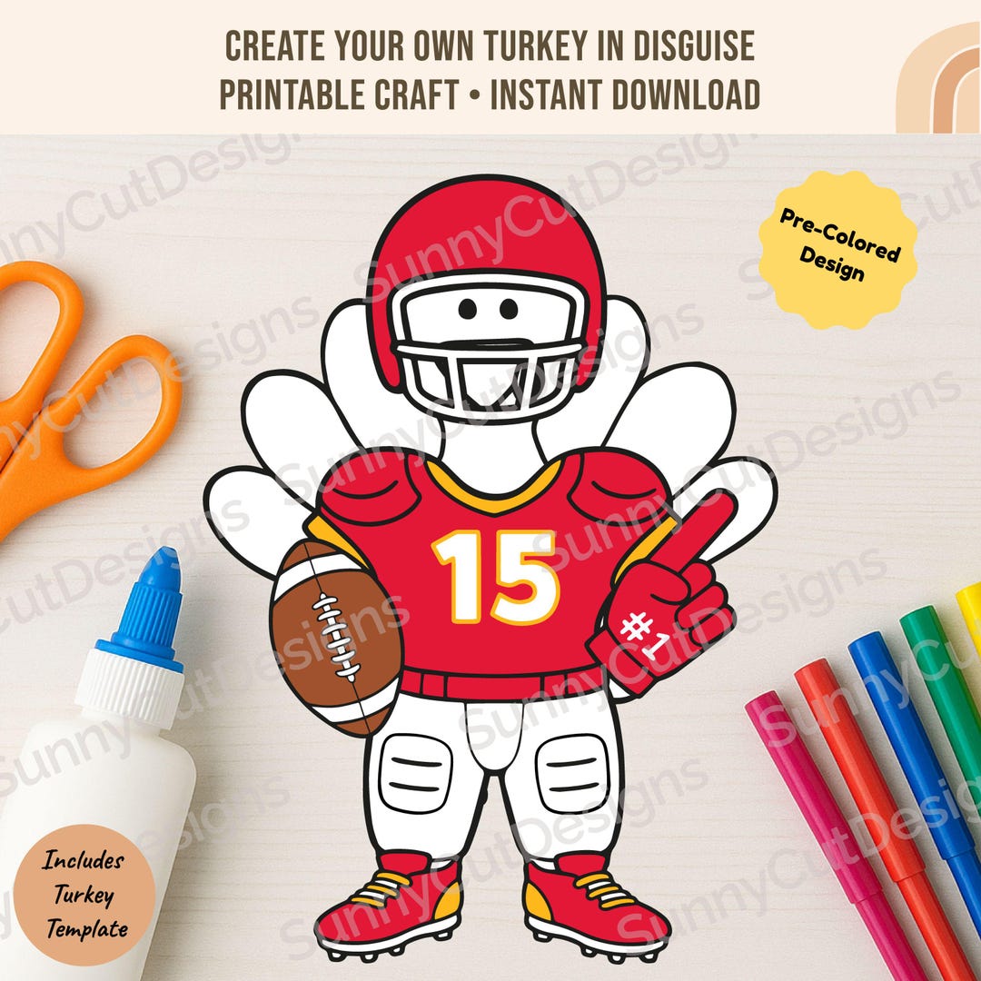 Disguise a Turkey - Red/ Yellow Football Player Disguise, Thanksgiving ...